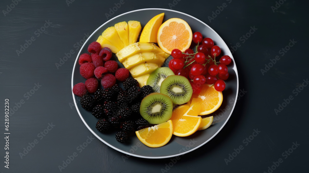 Small plate of assorted cut fruits gray background, Background, Food HD ...