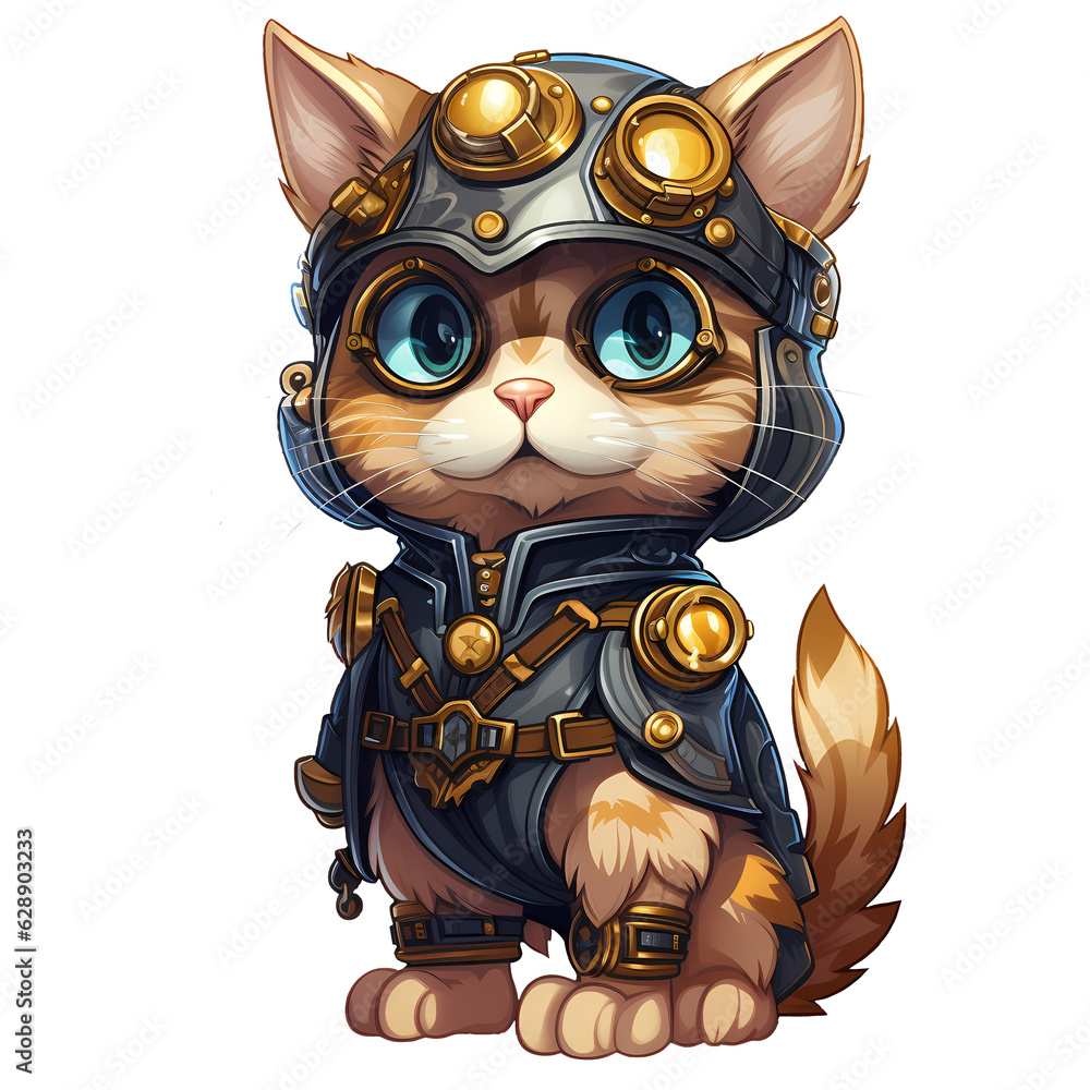 Steampunk Cat Clipart Illustration Stock Illustration | Adobe Stock