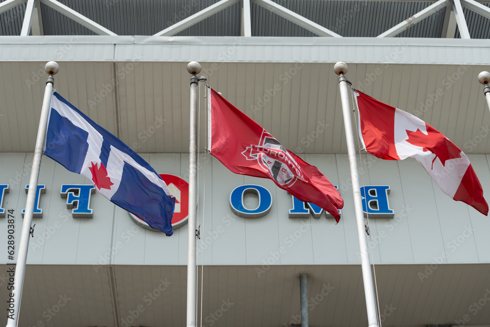 BMO Field (Toronto, Canada) - exterior view - with city of Toronto flag ...