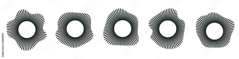 Sound in waveforms, circular designs, circles of audio music, round ...