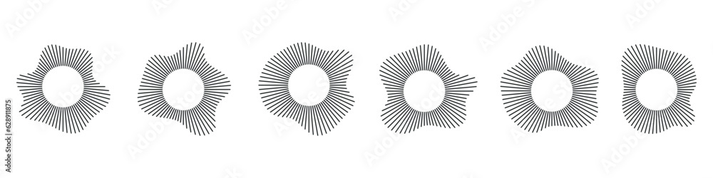 Circular shapes of sound waves, for audio music, round icons of voice ...