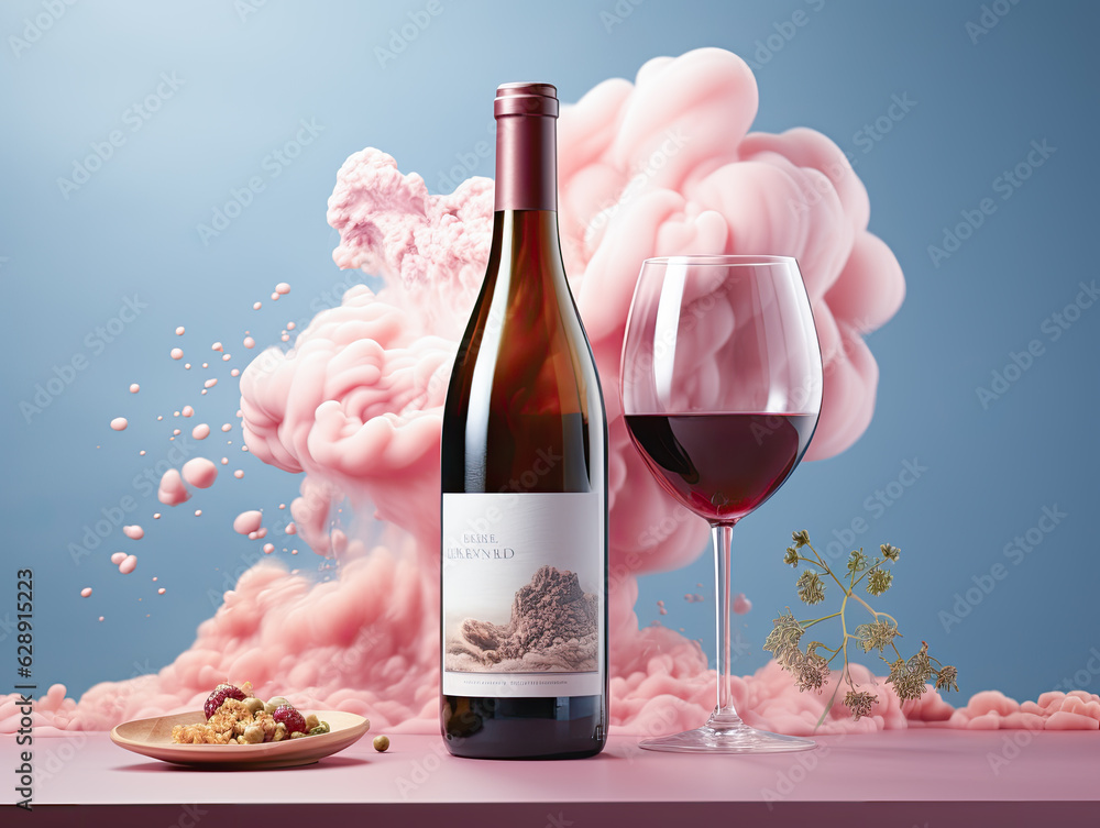 Red wine design with a photograph of cloud commerce. Generative AI ...