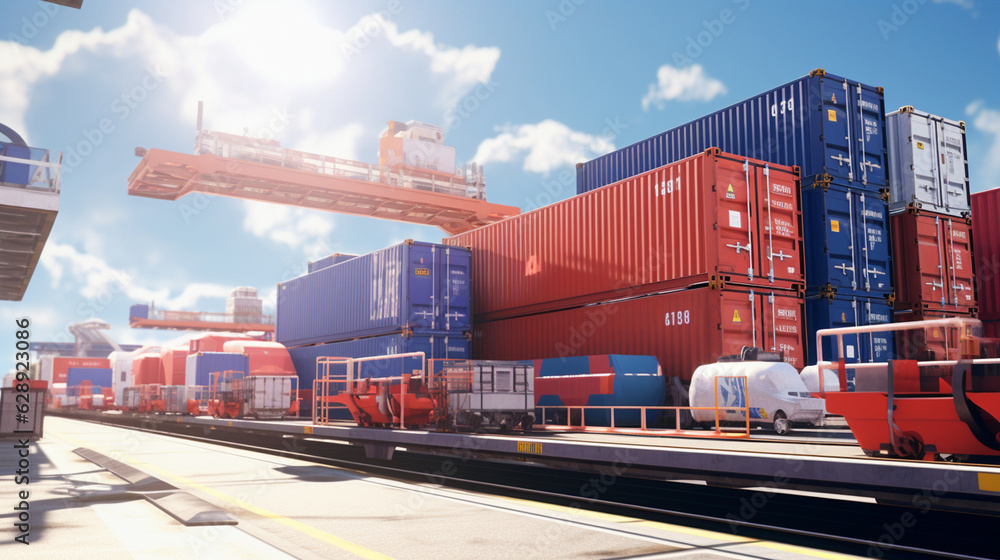 Create a high-capacity cargo container train station with automated ...