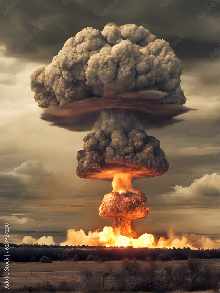 nuclear explosion. Testing of nuclear weapons.. generative AI Stock ...