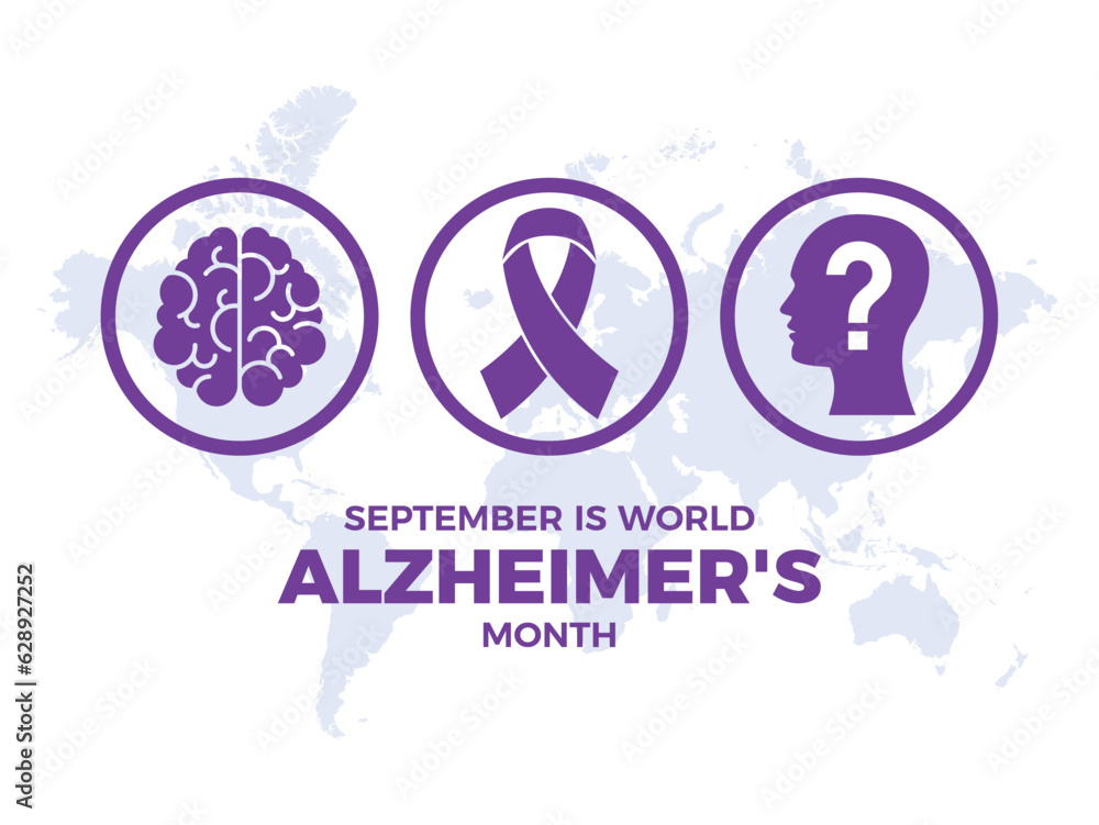 September is World Alzheimer's Month vector illustration. Purple ...