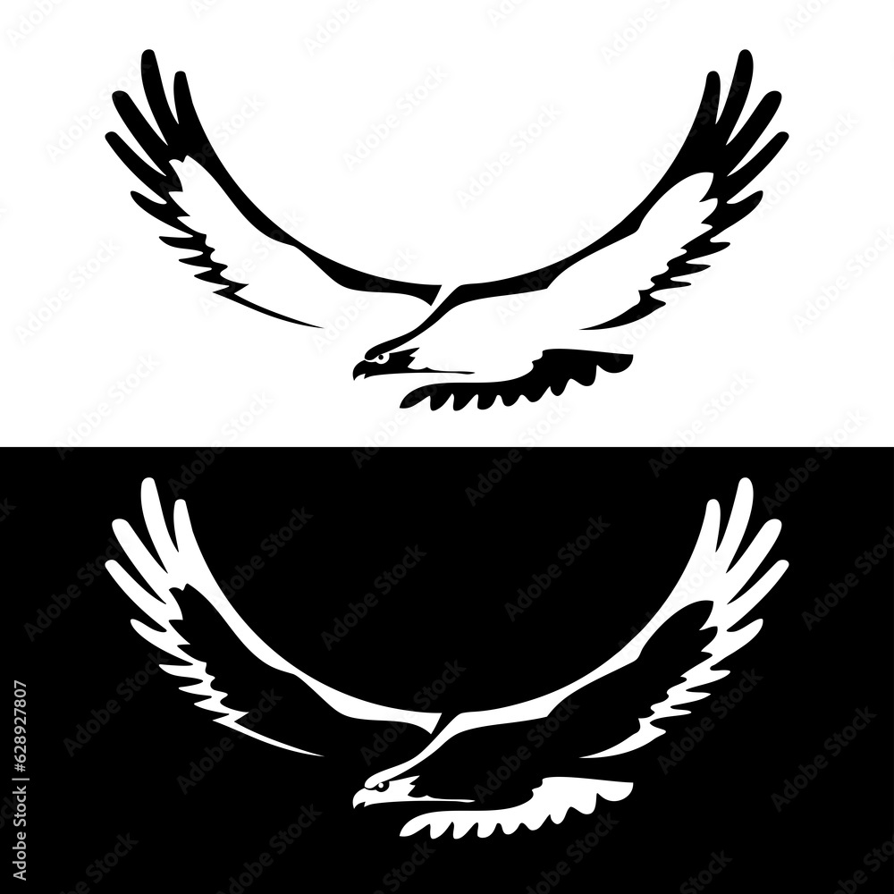 Stylized illustration of an eagle. Soaring bird icon. Symbol of freedom ...