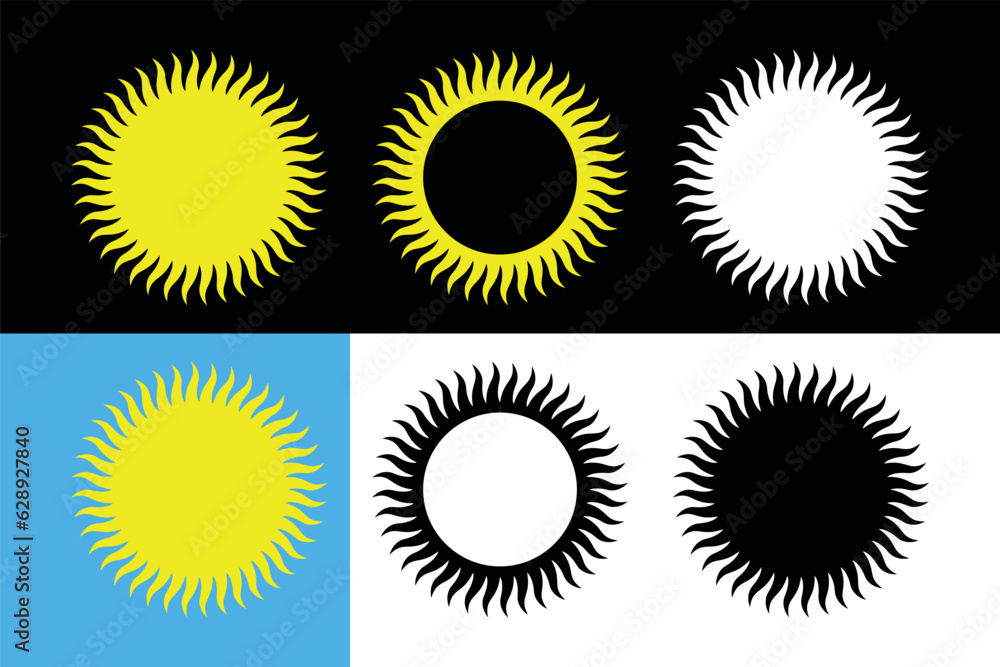 Set of abstract sun icons. Symbol of heat and light. Stylized sun with ...