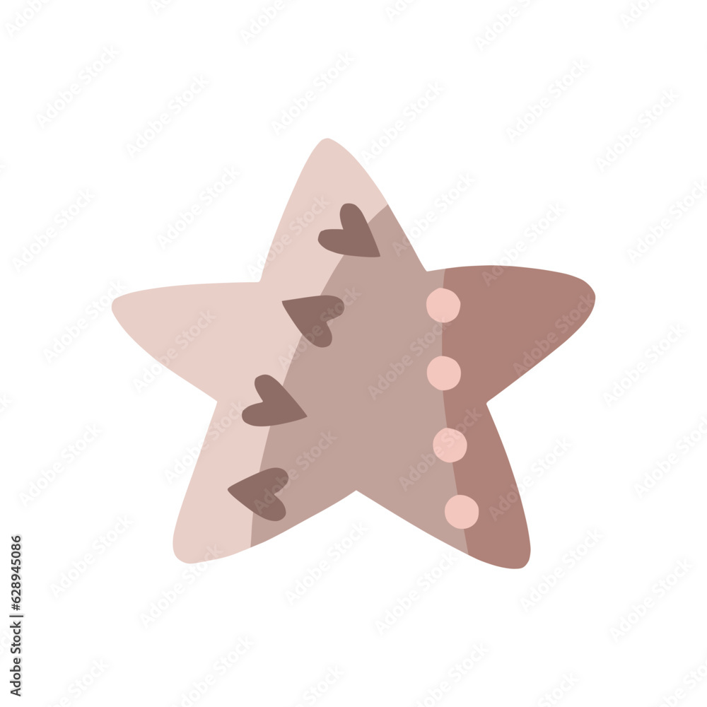 Boho star in a naive children's style. Autumn colored illustration ...