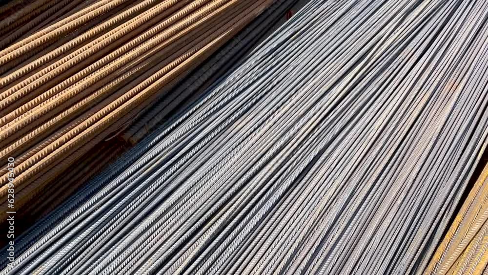 Construction steel rods or bars work reinforcement in conncrete ...