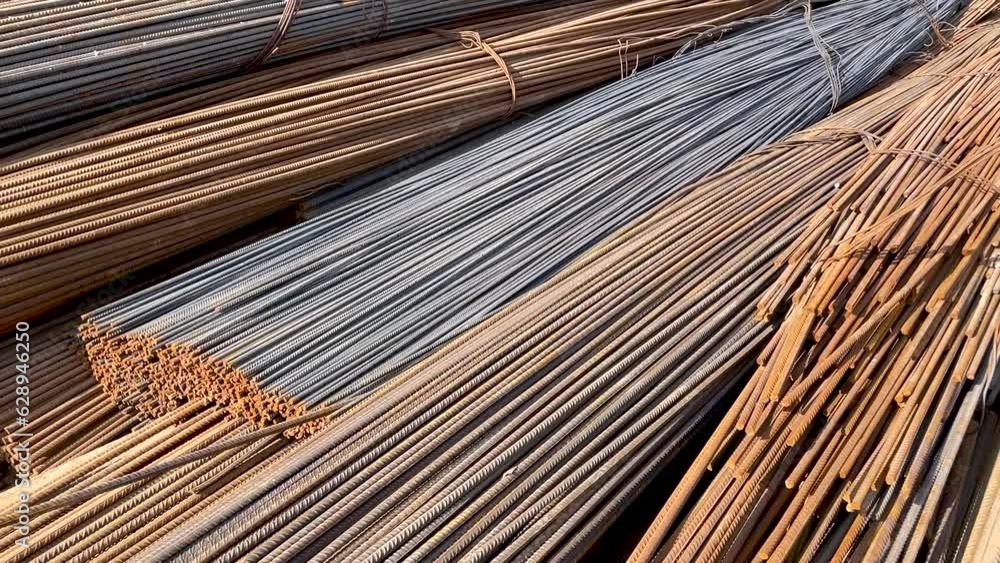 Construction steel rods or bars work reinforcement in conncrete ...