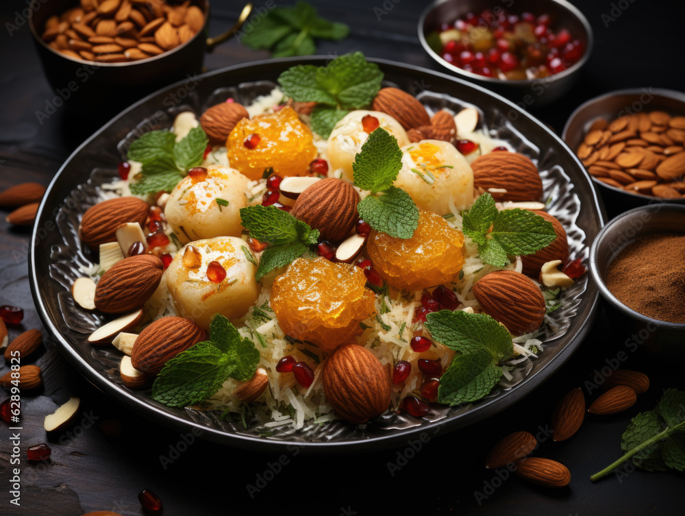 This top view captures the delectable assortment of traditional Middle ...