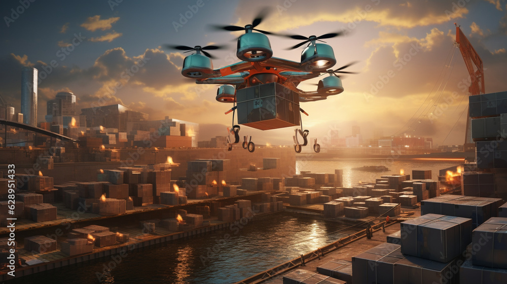 Craft a drone-based cargo delivery network, with swarms of autonomous drones coordinating ...