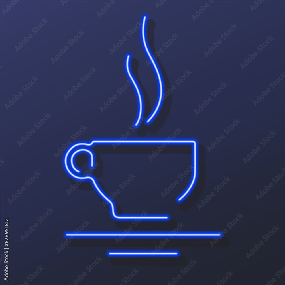 cup tea neon sign, modern glowing banner design, colorful modern design ...