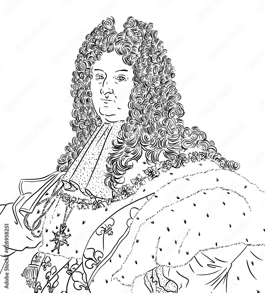 Louis XIV's portrait 1638-1715, king of France Stock Illustration ...