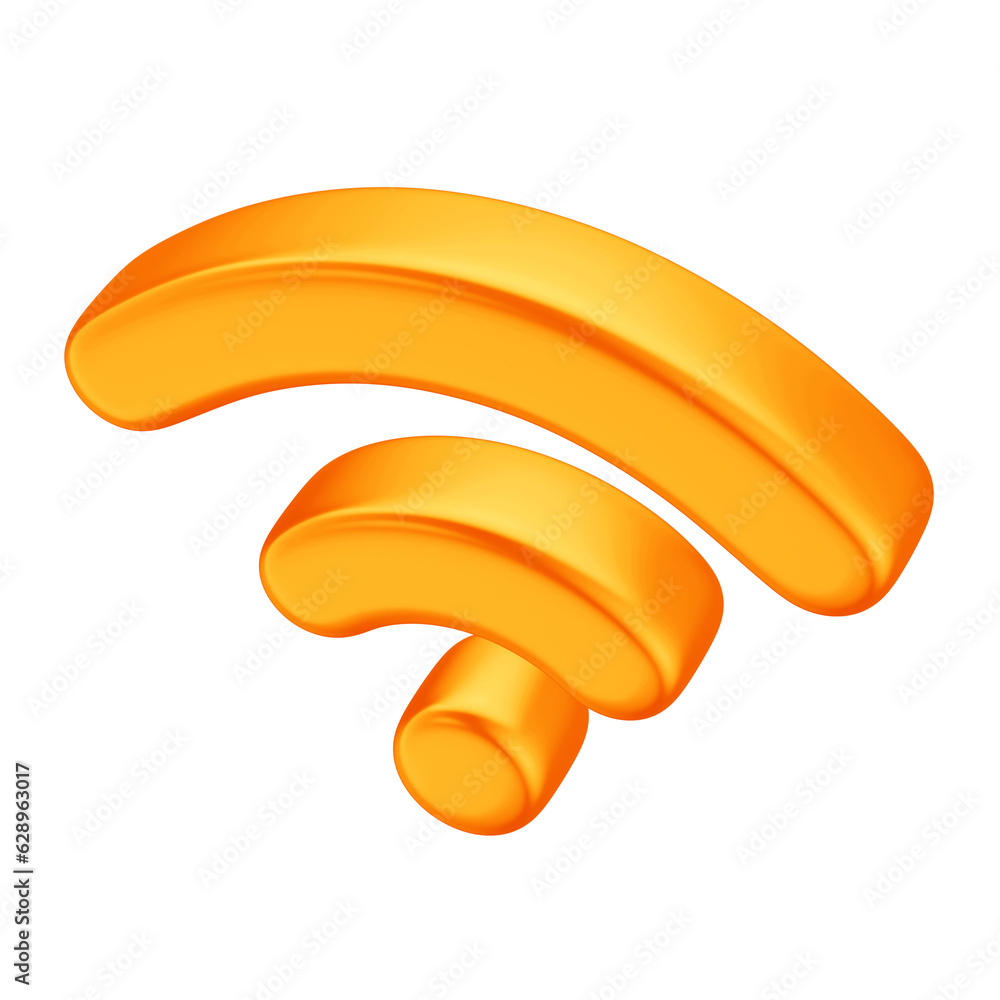 orange color wifi 3d icon with transparent background Stock ...