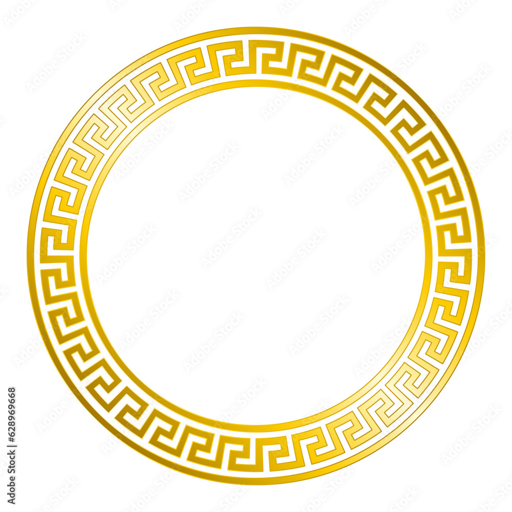 Poster Simple meander pattern, gold colored circle frame – Tableau ...