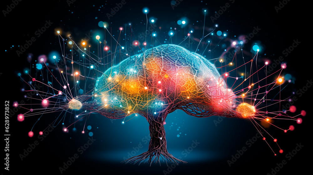 Photo & Art Print The woman released the neural network through her ...