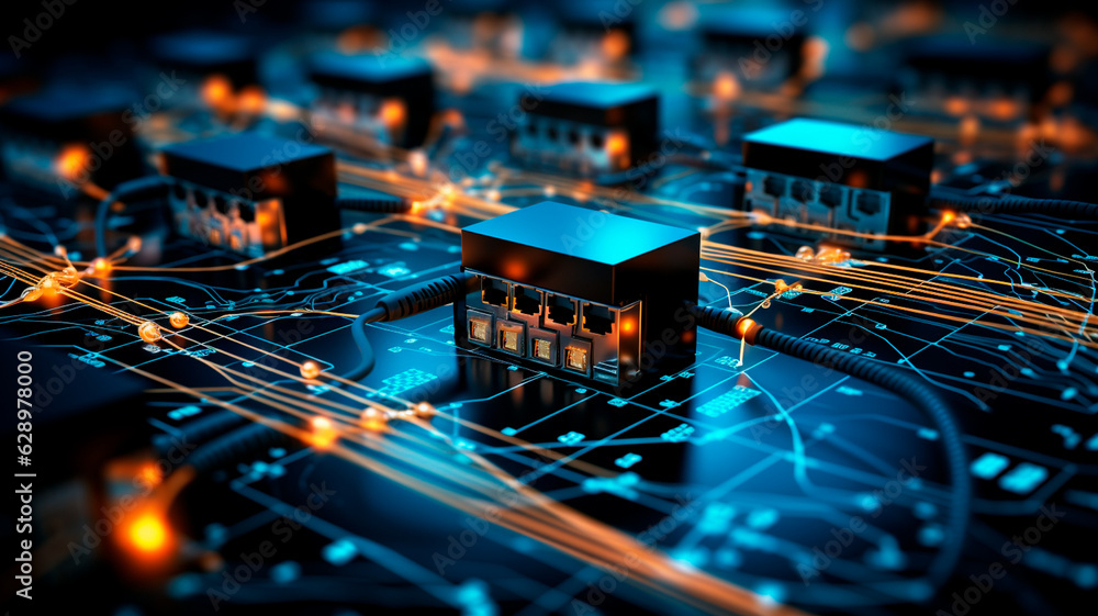 server room with data center and internet center. Generative AI ...