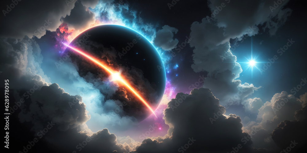 Beautiful Deep Space Travel and Nebula Exploration. multicolored outer ...