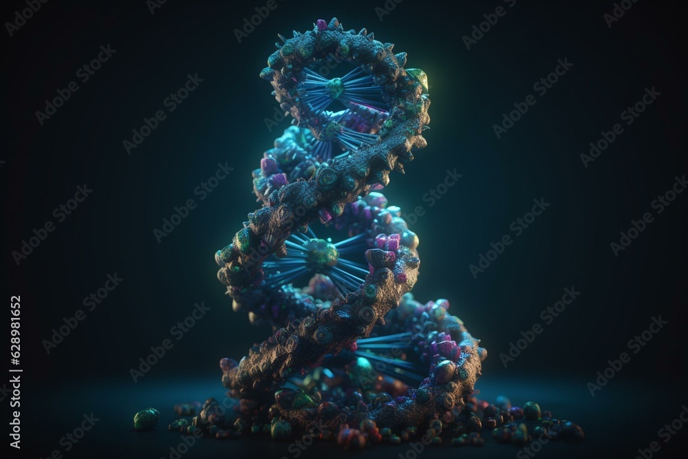 3D model showing the structure of DNA double helix and molecule ...