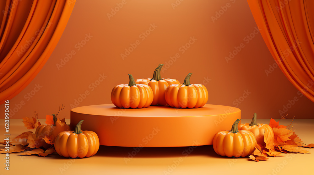 Halloween minimal scene 3d with podium platform. Halloween background ...