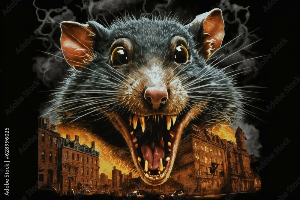 Philadelphia under attack by rats at night in 80s movie. Generative AI ...