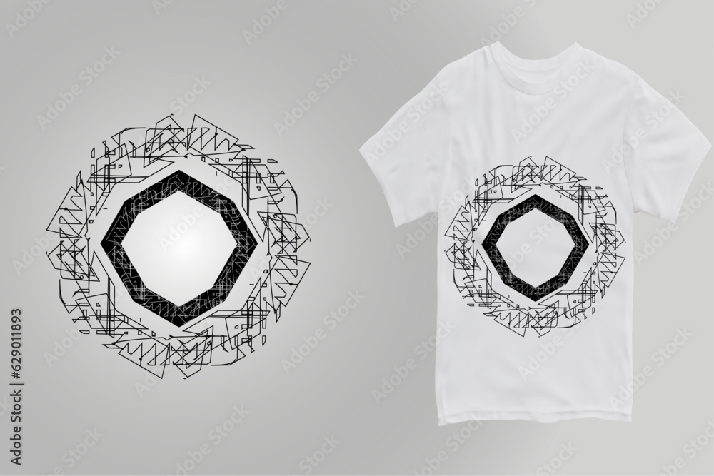 Abstract geometric t-shirt vector designs. Simple white T-shirt. Tee ...