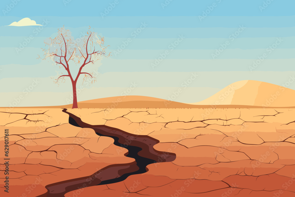 Vetor de Doodle inspired Land degradation, cartoon sticker, sketch ...