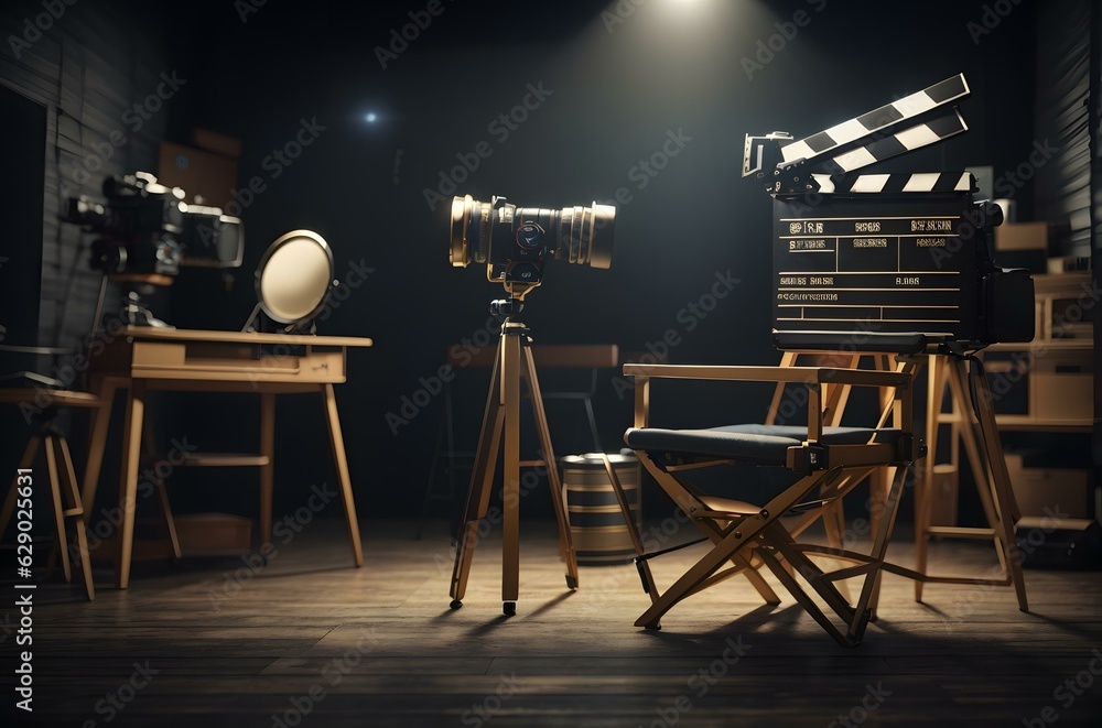 A group of objects next to each other with lights in the back ...