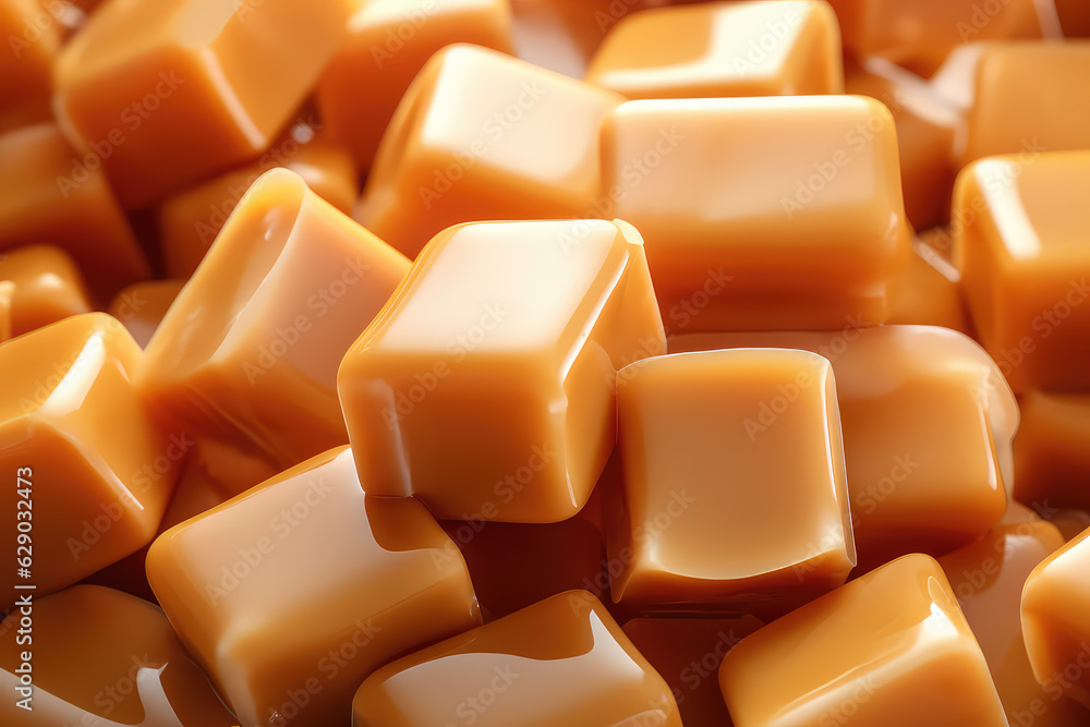 Creamy milky caramel pieces wallpaper. Yummy background with caramel ...