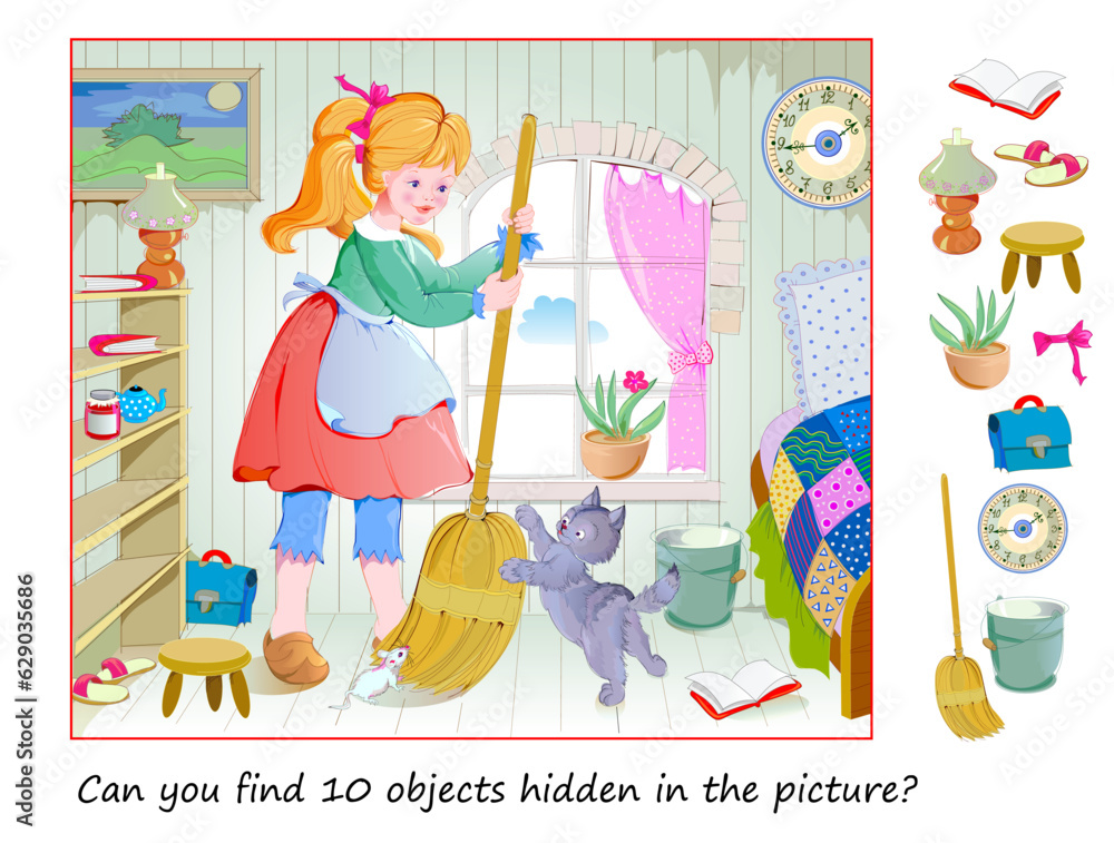 Can you find 10 objects hidden in the picture? Logic puzzle game for ...
