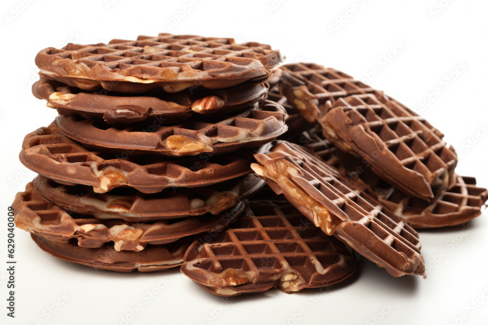 cocoa-rich chocolate waffles sitting perfectly on a pristine white ...