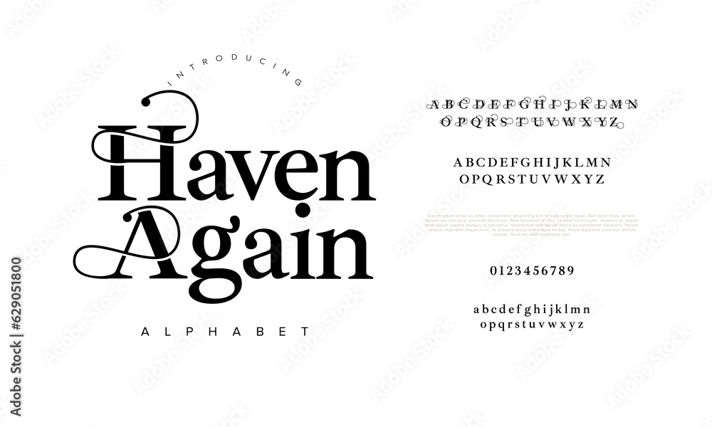 Haven again premium luxury elegant alphabet letters and numbers ...