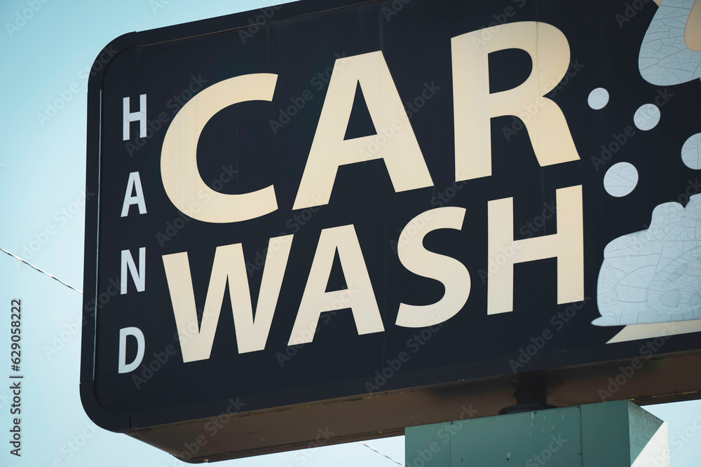 Old worn hand car wash sign Stock Photo | Adobe Stock