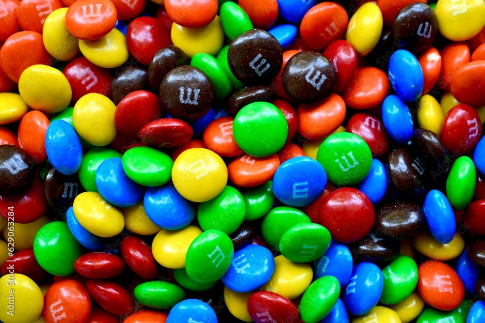 Full frame of colorful M&Ms chocolate candies Stock Photo | Adobe Stock