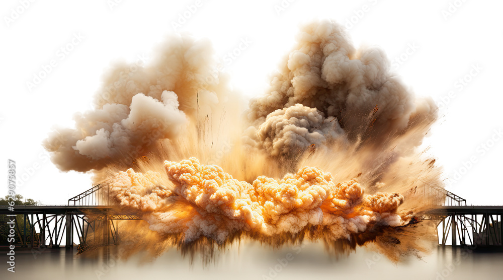 Bridge explosion isolated on transparent background - Generative AI ...