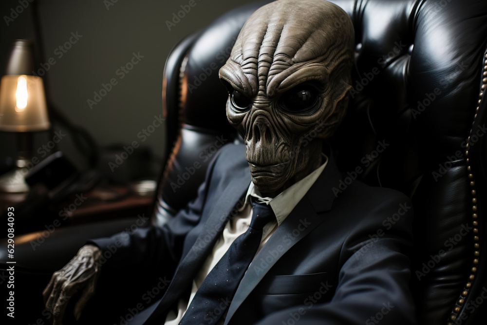 An alien or extraterrestrial who is a politician or president, wearing ...