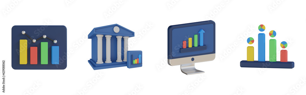 3d analytical chart, bank rate, computer bar chart, bar chart ...