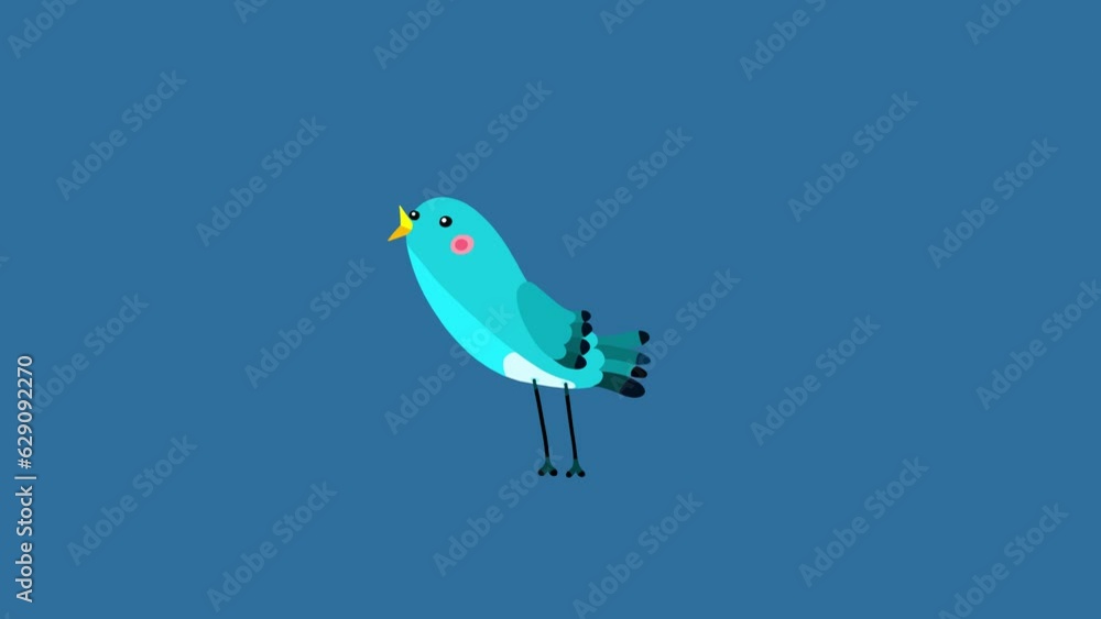 Nightingale bird blue cartoon animation character isolated singing ...