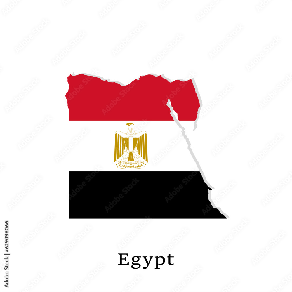 Egypt Map and Flag Color Vector Clip Art. Independence Day or National ...