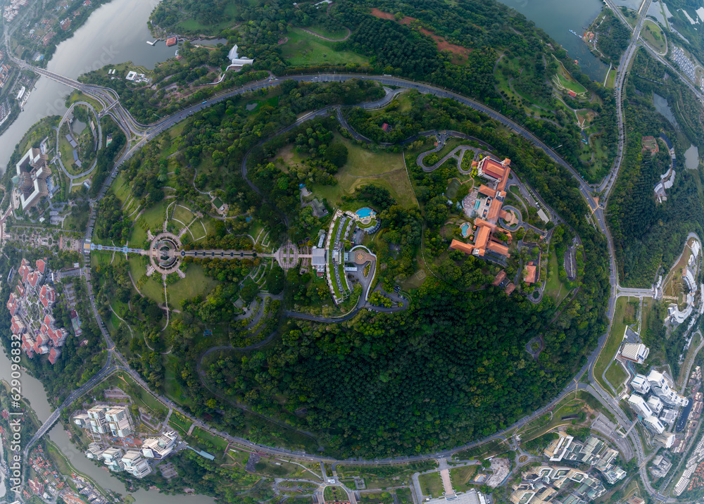 Aerial view of The Putrajaya Roundabout. The largest roundabout in the ...