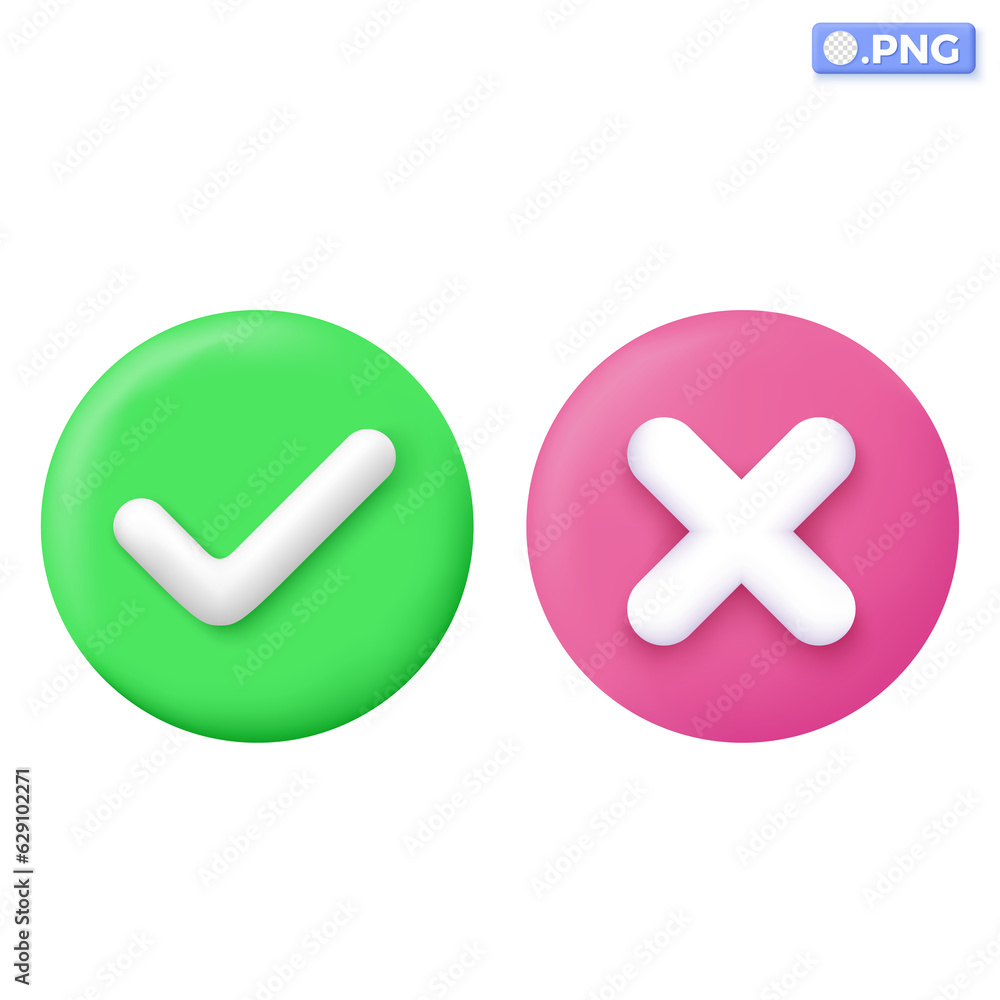 Right and Wrong icon symbols. check mark, cross mark, yes, accepted and ...