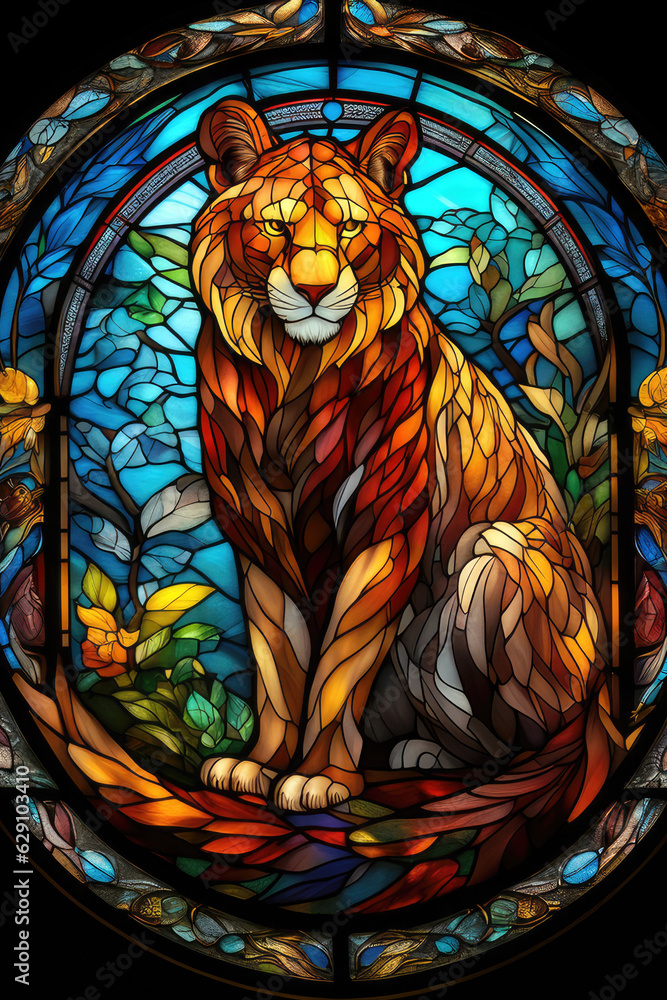 fictional stained glass window, generated by artificial intelligence ...