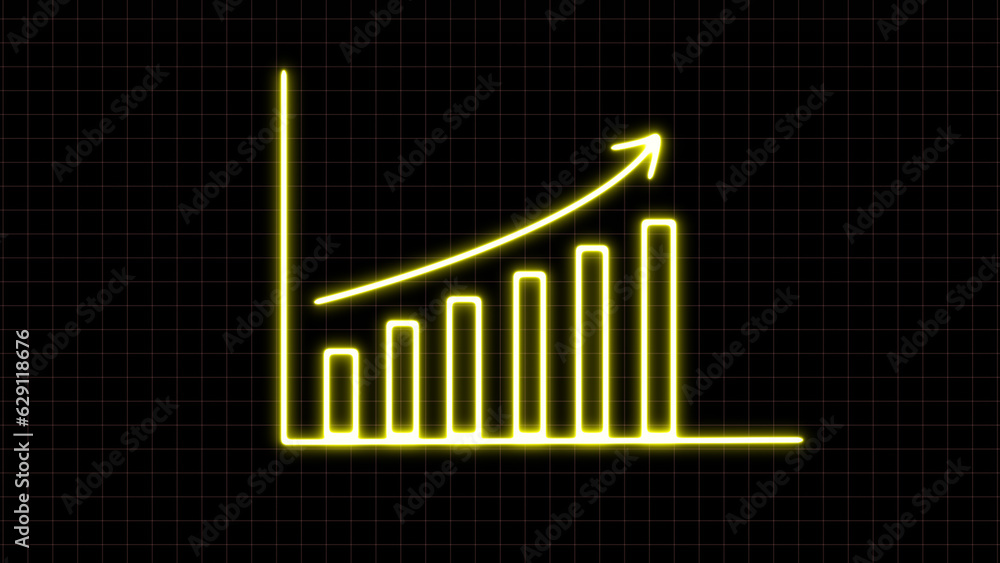 Business success with growing, rising charts, arrow upward. Futuristic ...