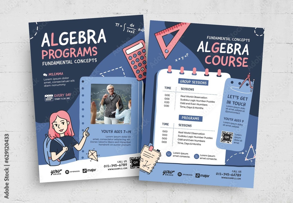 School Education Math Science Flyer Poster Layout Stock Template ...