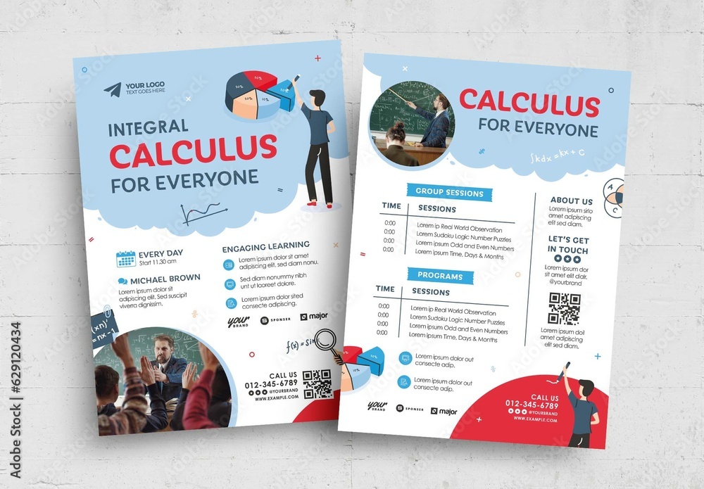 Math Learning Education Flyer Poster Layout Stock Template | Adobe Stock