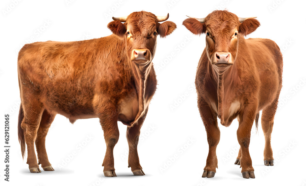 Salers cattle isolated on transparent background, png Stock Photo ...