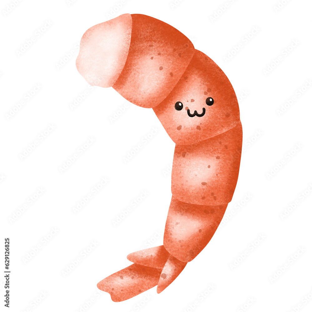 Cute Prawns and shrimp seafood illustration for meals and recipes Stock ...