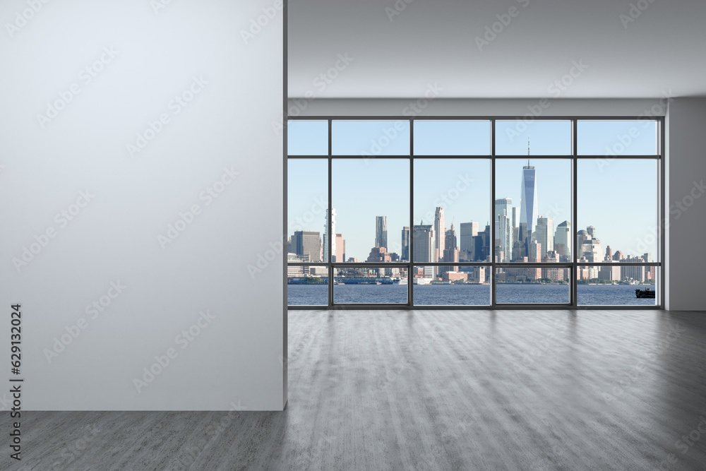 Downtown New York City Lower Manhattan Skyline Buildings. High Floor ...