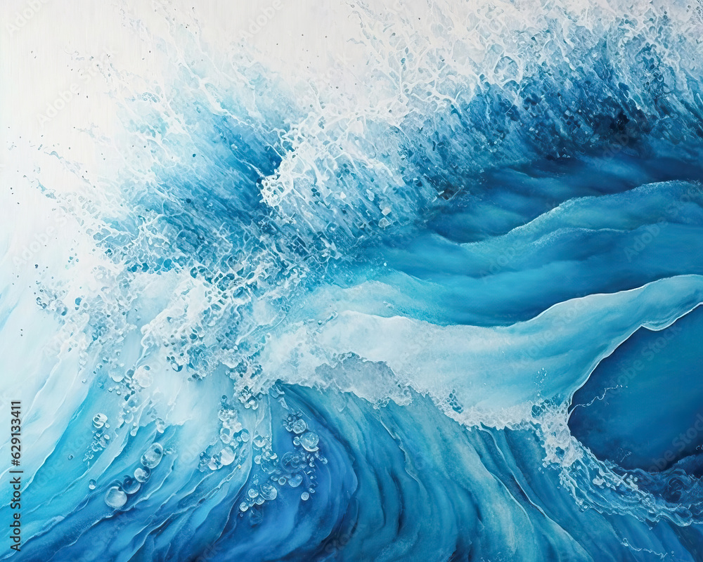 Abstract watercolor surfing waves blue ocean for textures. Fresh ...
